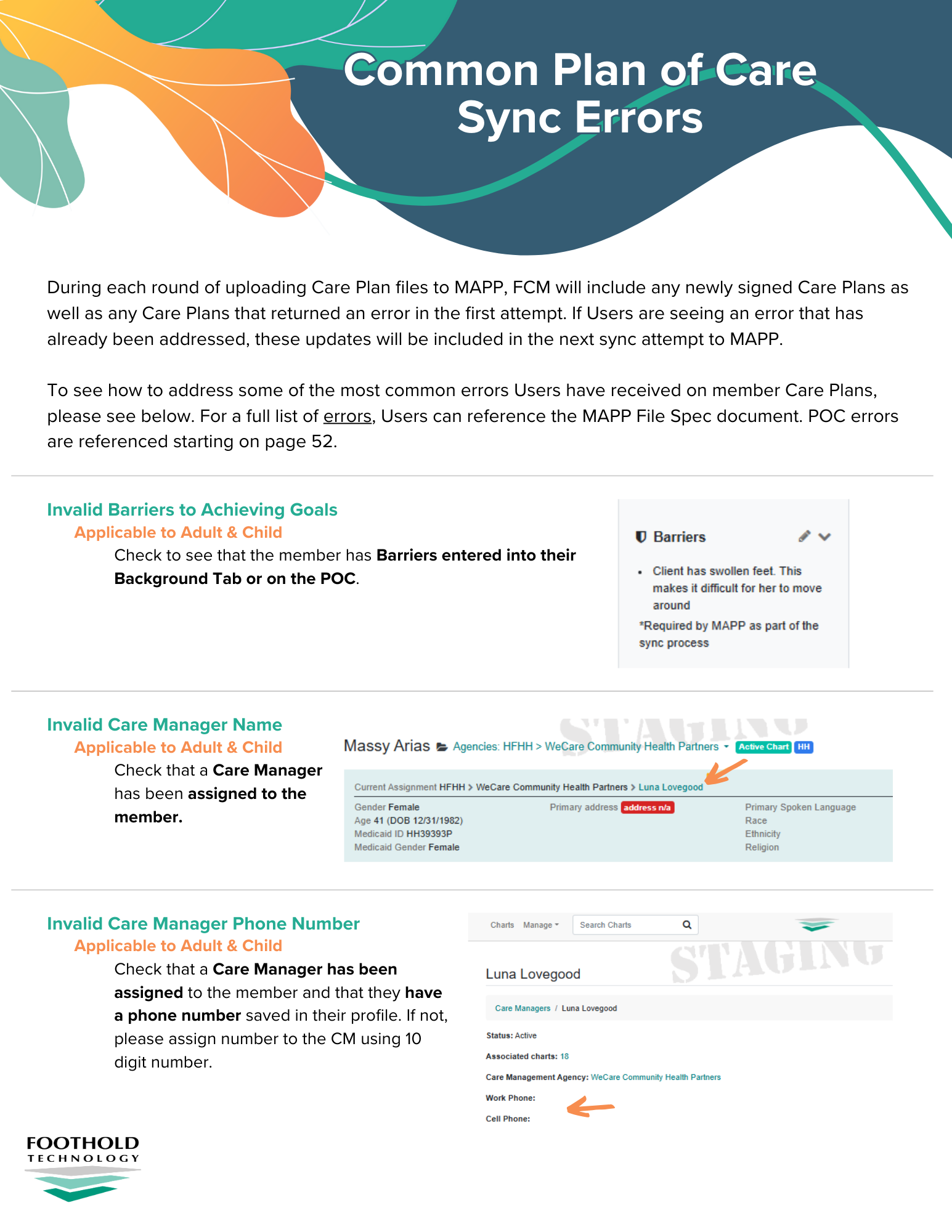 Plan of Care (POC) MAPP Sync Errors – FCM